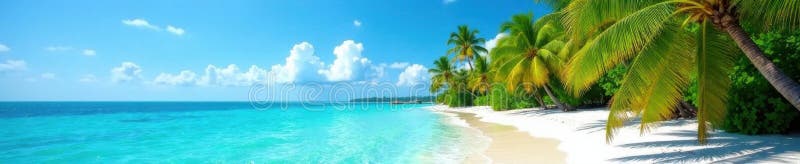Lush Palms, Turquoise Water, White Sand Beach, Sun, View, Fish Stock ...