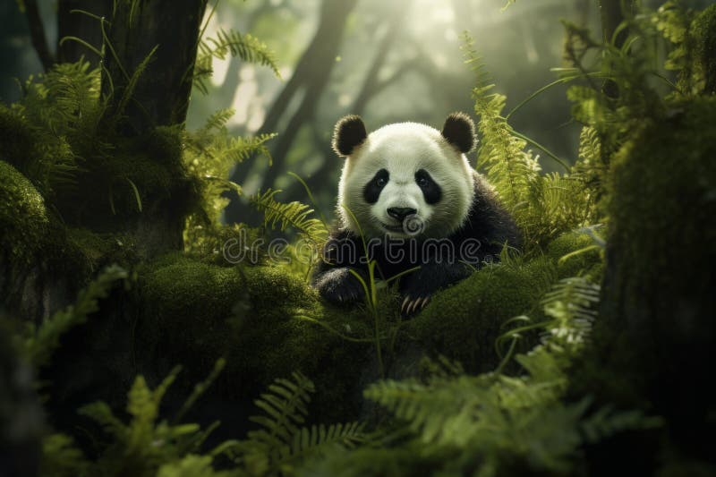 Lush Panda Tree Giant Forest. Generate Ai Stock Illustration ...