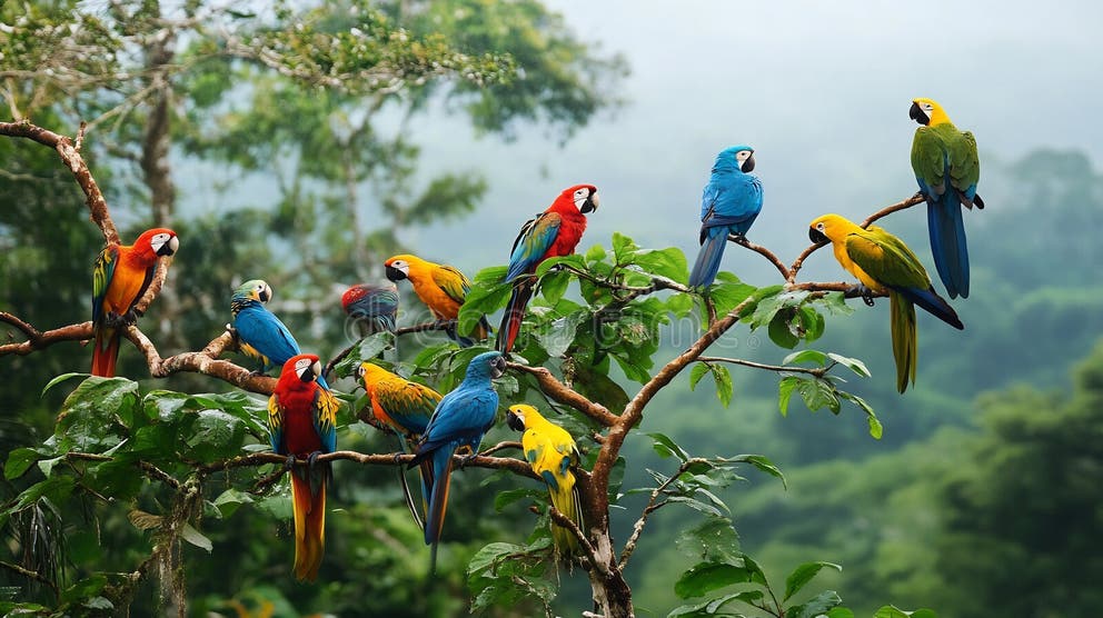 A Dense Jungle Ceiling Alive with the Calls of Tropical Avifauna. Stock ...