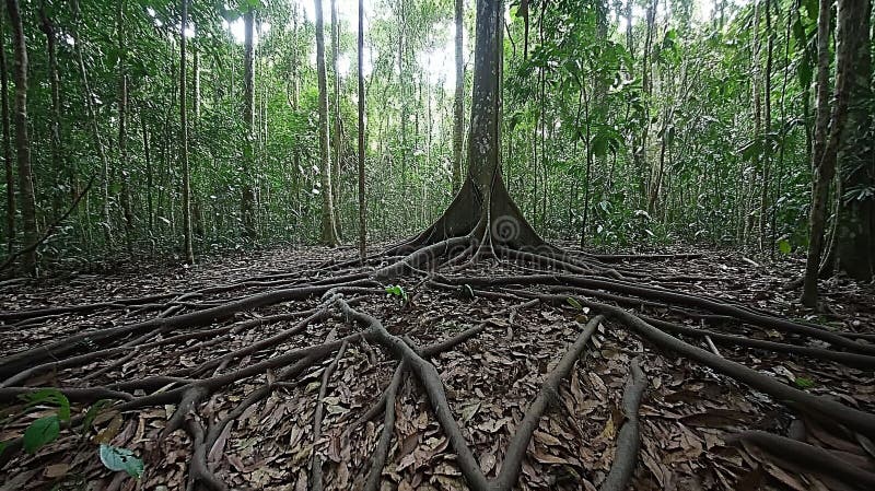 Lush Rainforest Large Tree Exposed Roots Stock Photos - Free & Royalty ...
