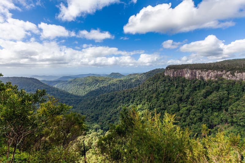 Lush Rainforest and Rugged Cliffs. Stock Image - Image of park, clouds ...