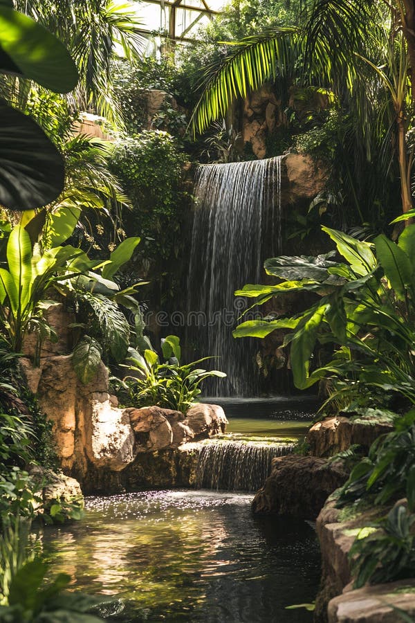 A Flourishing Ravine, with Water Tumbling Down Its Slopes Amidst ...