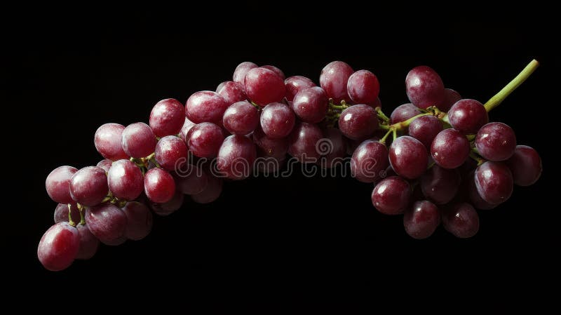 Lush Red Grapes Cluster Isolated on Black Background Stock Photo ...