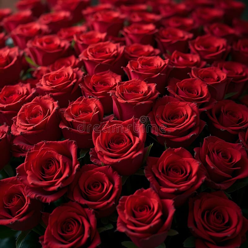 Lush Red Roses Create a Luxurious Romantic Scene Stock Illustration ...