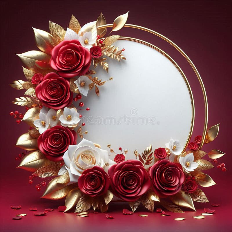 Lush Roses on a Deep Red Gradient Background Stock Illustration ...