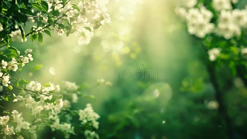 Lush Spring Blossoms in Sunlit Forest with Gentle Camera Movement Stock ...