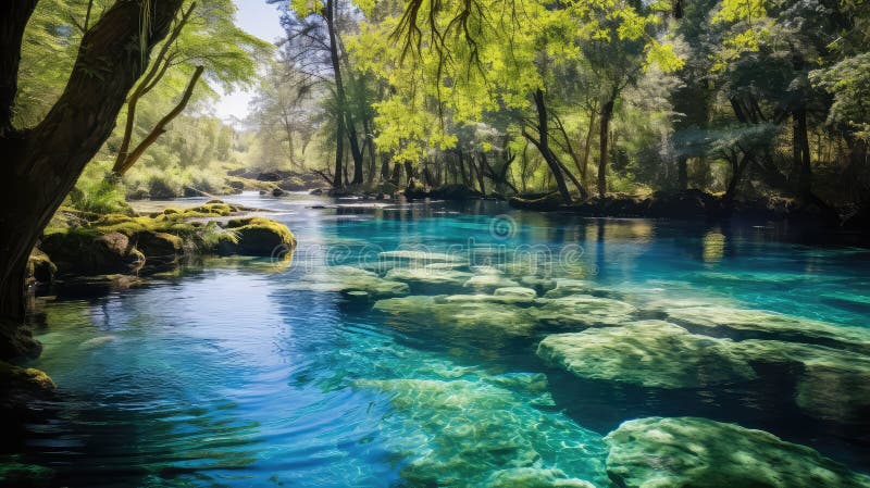 Lush spring pool stock photo. Image of trees, scenic - 372889310