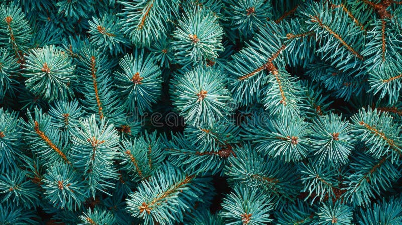 Lush Teal Pine Branches Create a Natural Texture Stock Illustration ...