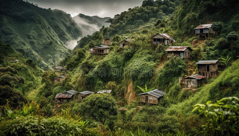Lush Terraced Rice Fields Sprawl Towards Mountains Generated by AI ...