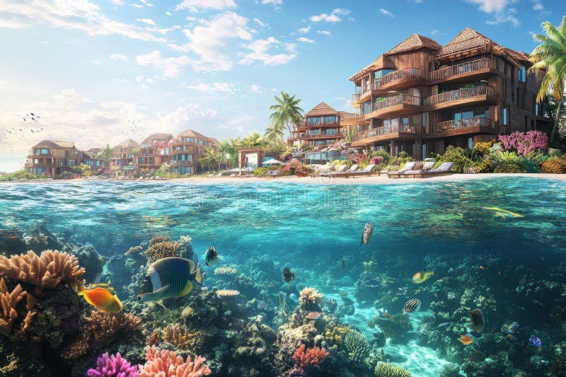 Lush Tropical Getaway, Lively Coral Reef, Pristine Waters Stock Image ...