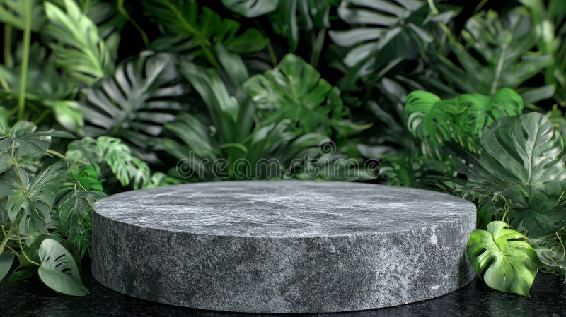 Lush Tropical Greenery Envelops Stone Display Platform Stock Image ...