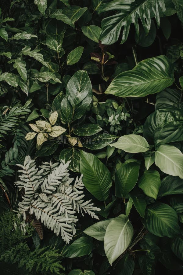 Lush Tropical Greenery with Varied Leaf Textures and Rich Foliage in ...