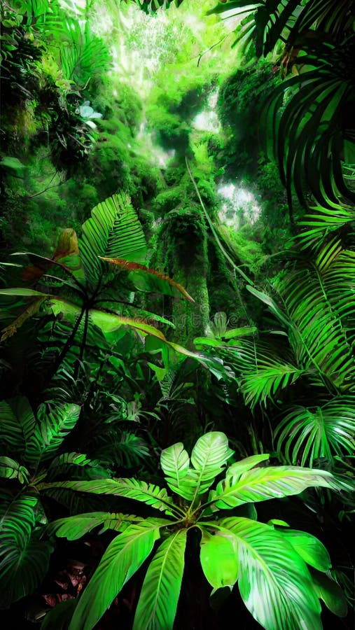Lush Tropical Rainforest Canopy Illustration Artificial Intelligence ...