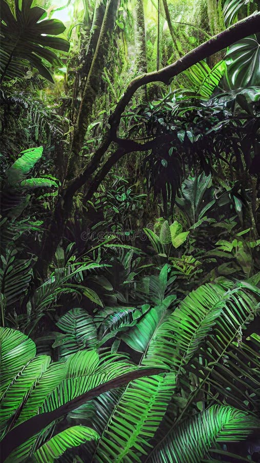 Lush Tropical Rainforest Canopy Seen from Elevated Viewpoint Stock ...