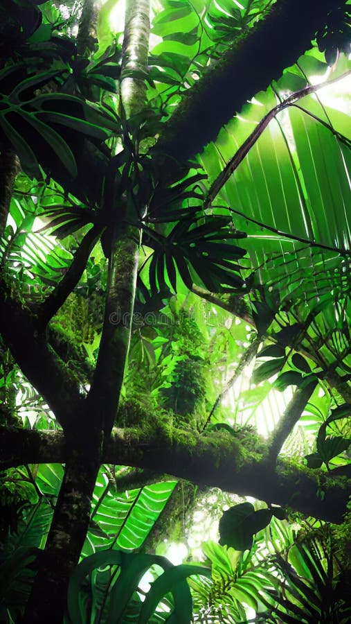 Lush Tropical Rainforest Canopy Illustration Artificial Intelligence ...