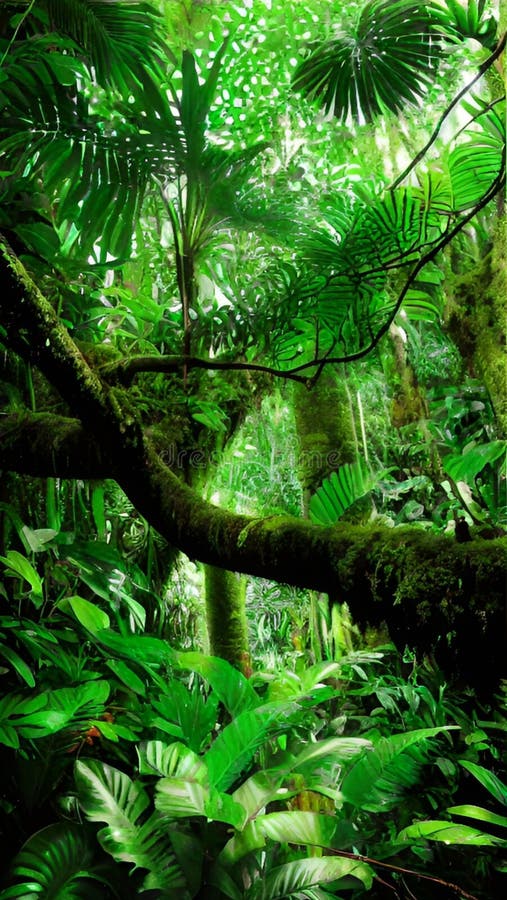 Lush Tropical Rainforest Canopy Illustration Artificial Intelligence ...