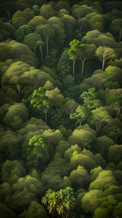 Lush Tropical Rainforest Canopy Seen from Elevated Viewpoint Stock ...