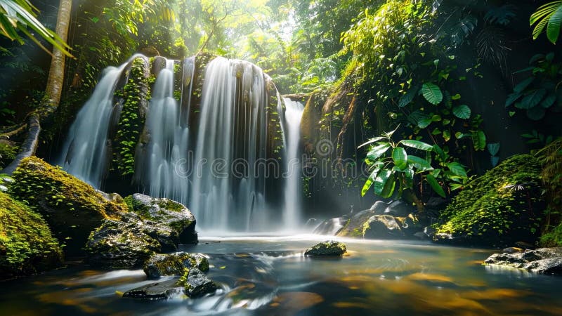 Tropical Waterfall Oasis: Nature S Tranquil Escape Stock Video - Video ...