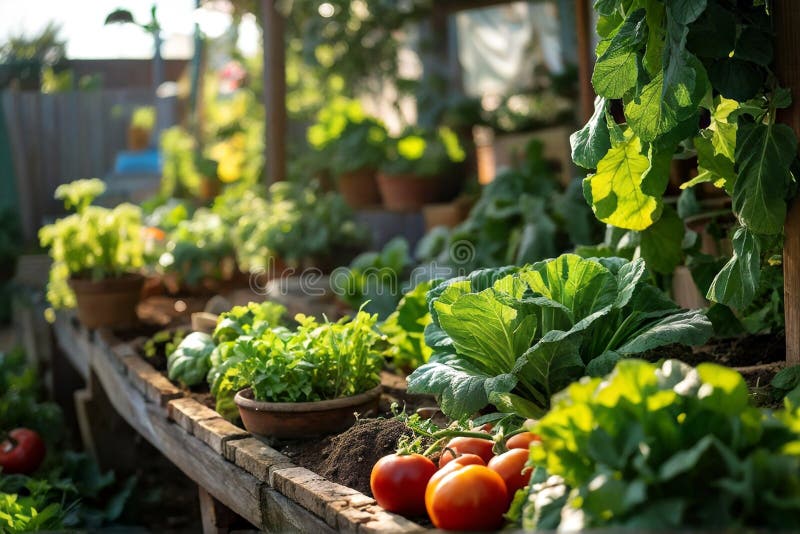 Lush vegetable garden stock illustration. Illustration of rural - 333359861