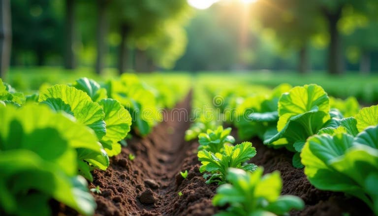 Lush Vegetable Patch, Efficient Drip Irrigation Lines, Garden, Eco ...