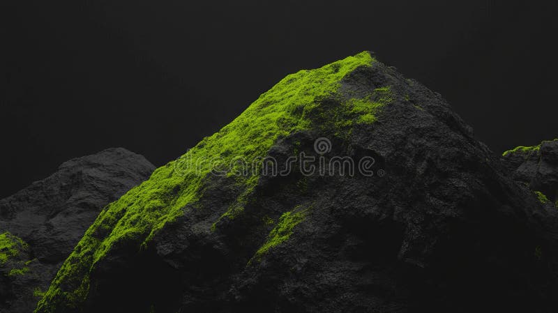 Lush Velvety Moss Covering Smooth Dark Rock Surface Stock Illustration ...