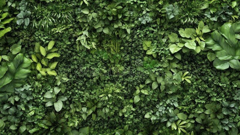 Lush Vertical Garden with Diverse Greenery and Textures in a ...