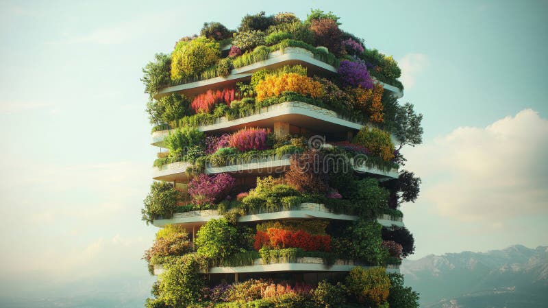 Lush Vertical Garden on Modern High-rise Building Stock Image - Image ...