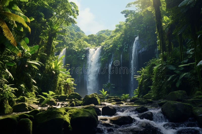 Lush and Vibrant Amazon Rainforest Showcasing Stock Illustration ...