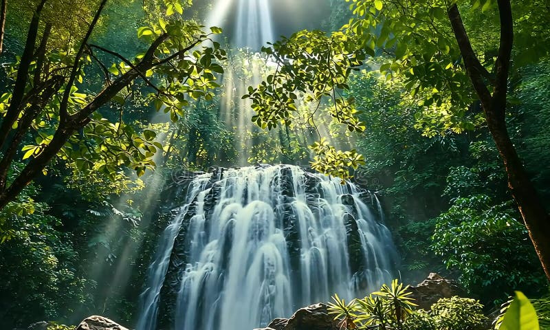 Lush Waterfall in a Tropical Forest Stock Footage - Video of wonder ...
