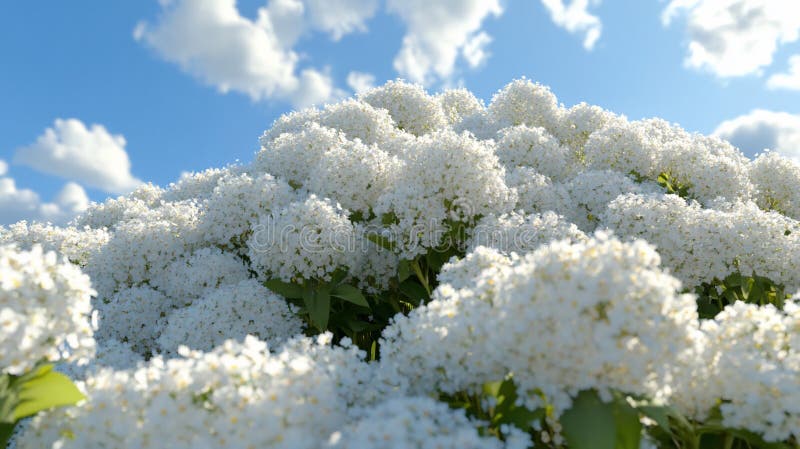 Lush White Flowers Bloom Under a Bright Stock Photo - Image of lush ...