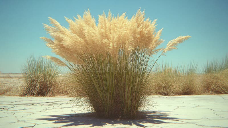 A Lush Yellow Desert Grass Bush Under Bright Sunlight Stock Photo ...