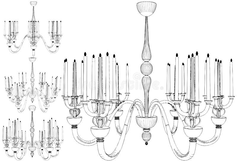 Luster Chandelier with Candles Vector. Illustration Isolated on White ...