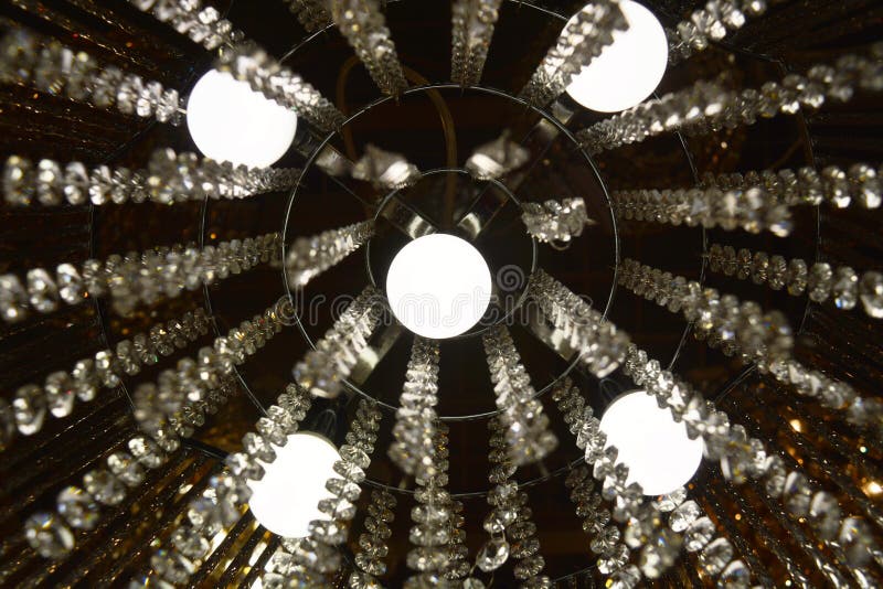 Luster Chandelier with a Bulb Turned on Stock Photo - Image of floral ...