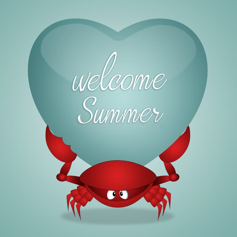 Lustige Krabbe mit Herzen stock abbildung. Illustration von meer - 70142021