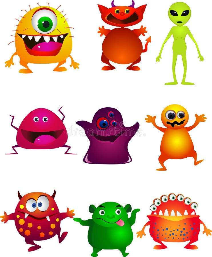 Karikatur-Monster-Gesicht Lustiges Monster Vektor Abbildung ...