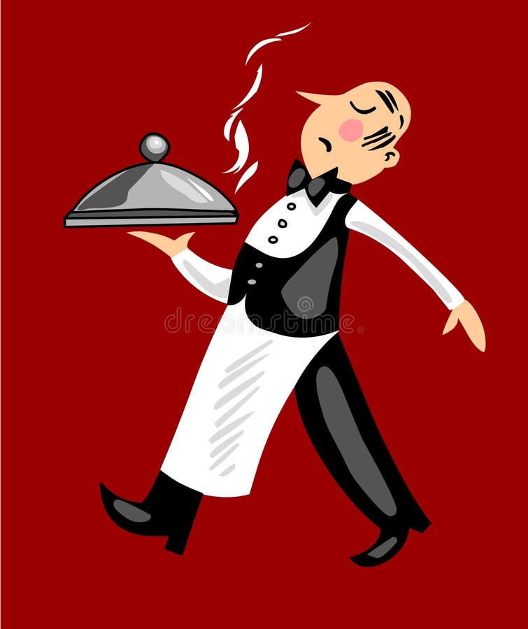 Lustiger Kellner vektor abbildung. Illustration von karikatur - 6845154