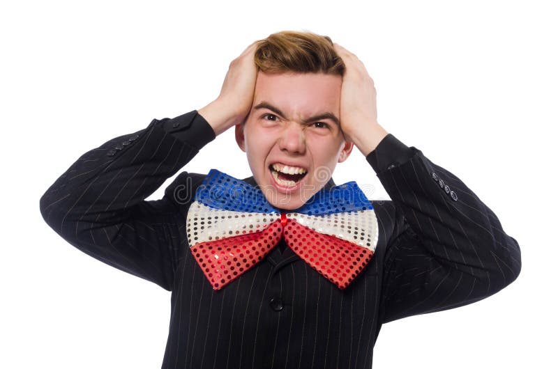 Der Lustige Mann Mit Riesiger Fliege Stockbild - Bild von clown ...