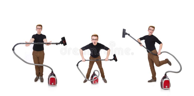 Lustiger Mann Mit Staubsauger Stockbild - Bild von person, komisch ...