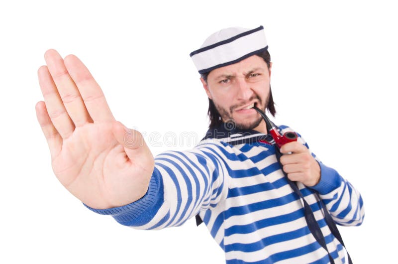 Der Seemann Mit Der Pfeife Lokalisiert Stockfoto - Bild von attraktiv ...