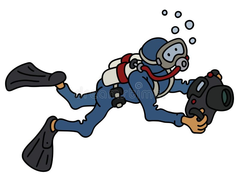 Lustiger Taucher Mit Einer Kamera Vektor Abbildung - Illustration von ...