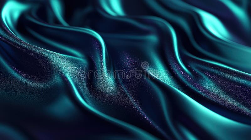Lustrous Fabric Waves in Deep Teal and Blue Hues Beautifully Draping ...