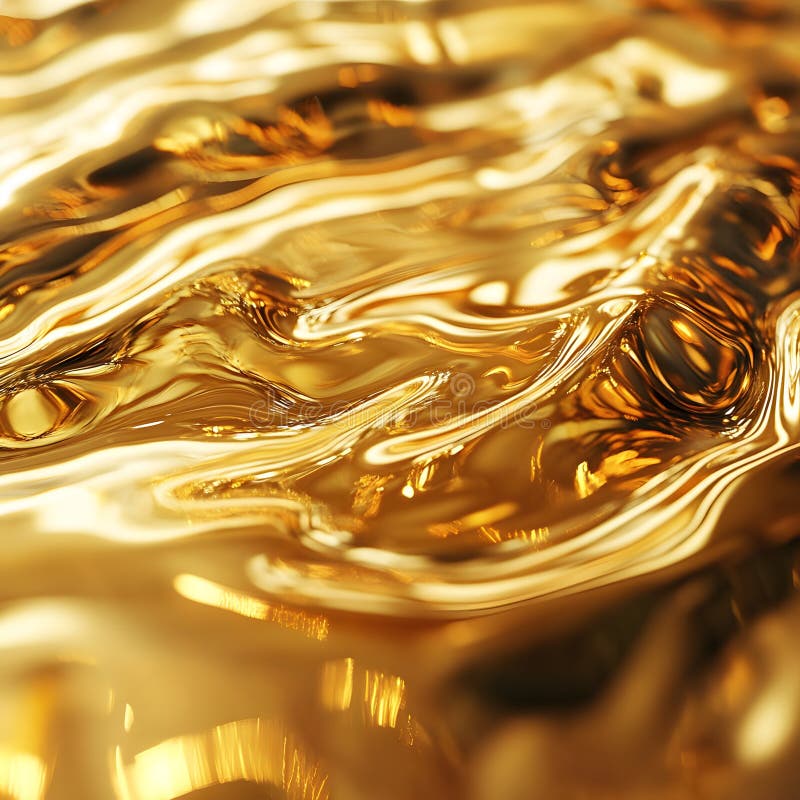 Lustrous Gold Surface with Flowing Wave Pattern, Highlighting Its ...