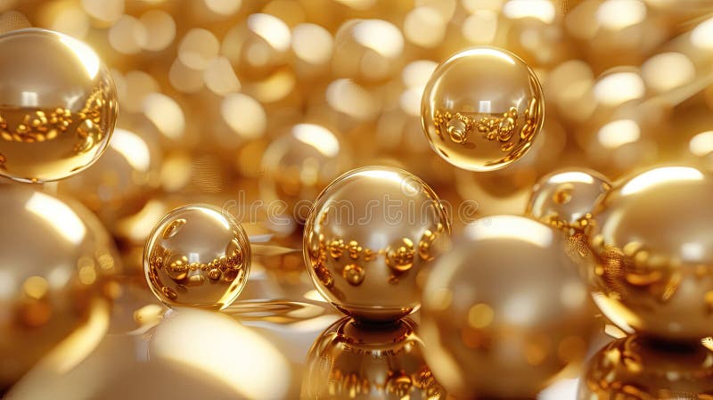Lustrous Golden Spheres with a Blurred Background Creating a Warm Glow ...
