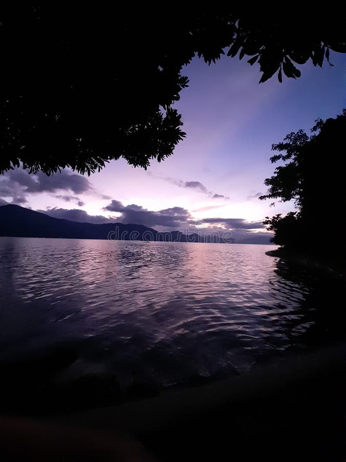 Lut Tawar Lake Scenery Dark Ver. Stock Photo - Image of sunset, sunrise ...