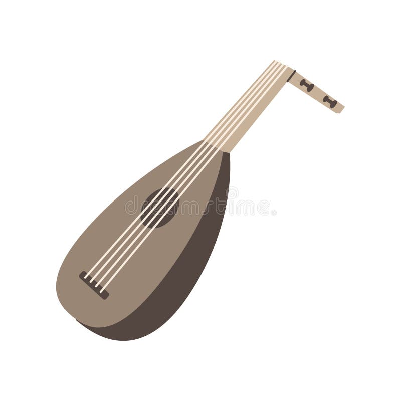 Lute String Instrument One Line Continuous Drawing Musical