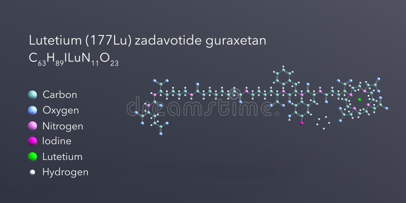 Lutetium 177lu Zadavotide Guraxetan Molecule 3d Rendering, Flat ...