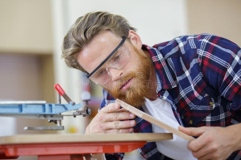 Luthier Controlling Instruments Fingerboard with Care Stock Image ...