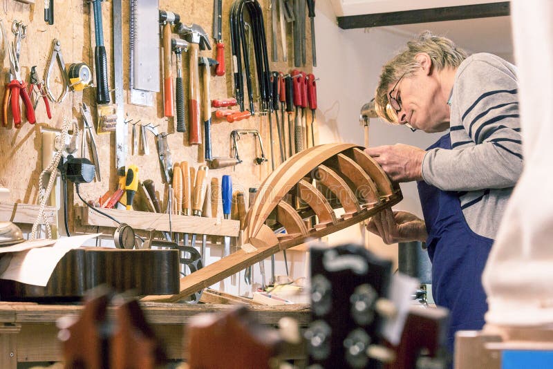 Luthier Inspecting His Halfway Finished Lute Stock Image - Image of ...