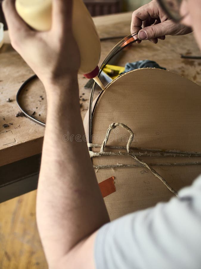 Luthier Install Binding on a Guitar. Stock Image - Image of woodwork ...
