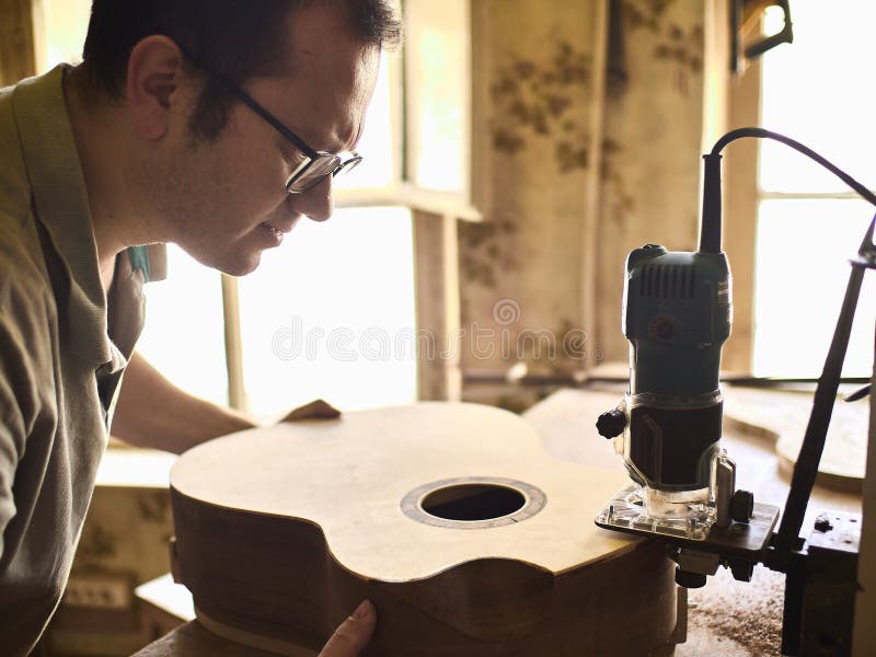 Luthier Install Binding on a Guitar. Stock Photo - Image of industrial ...